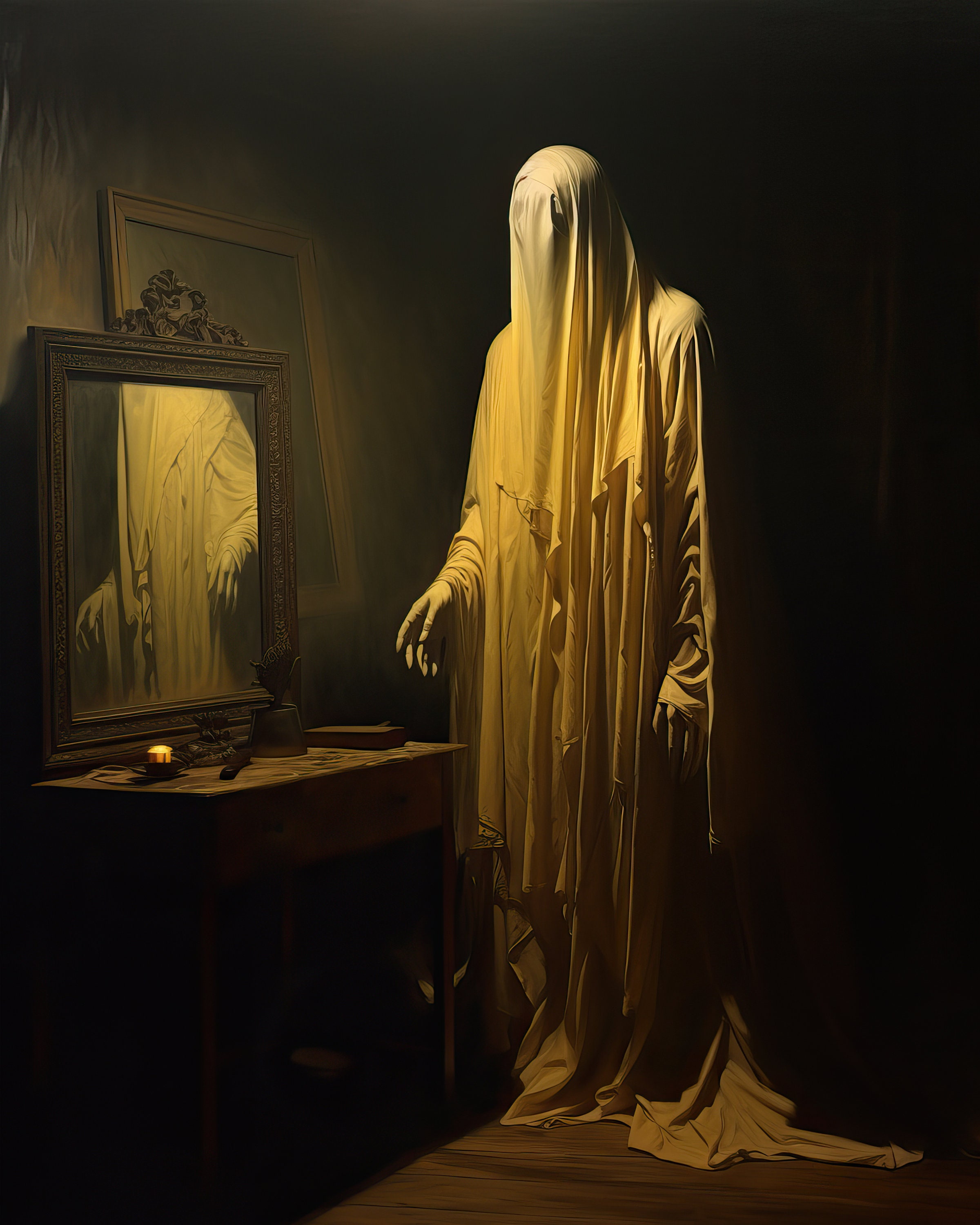 Spooky Ghost Painting Victorian Gothic Horror Art Creepy Goth Wall Art ...