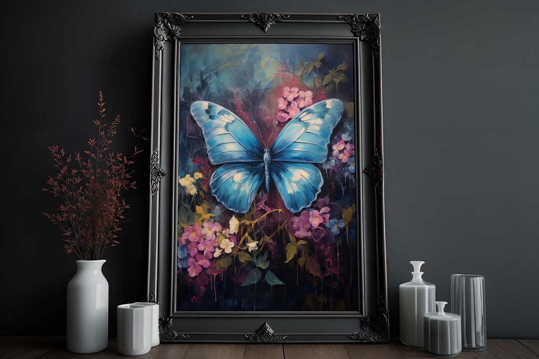 Butterfly Print Botanical Butterfly Print Dark Cottagecore Wall Art ...