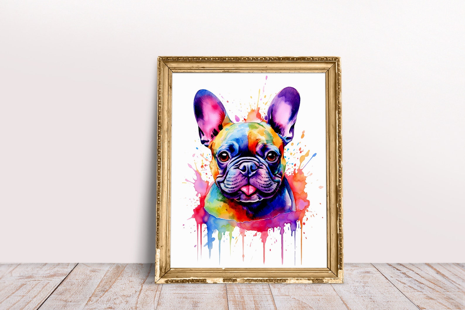 French Bulldog Watercolor Drip Art Print: Colorful Design (digital Download) - Etsy