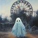 Cute Ghost on Ferris Wheel Print Gothic Art Vintage Oil - Etsy