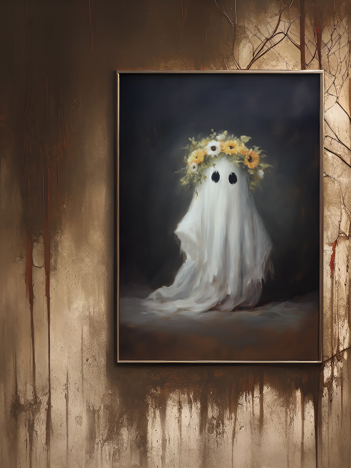 Ghost With Flower Crown Print: Dark Wall Art Decor (digital Download ...