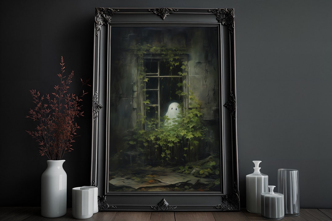 Ghost in Window Vintage Oil Painting: Gothic Halloween Art (digital ...