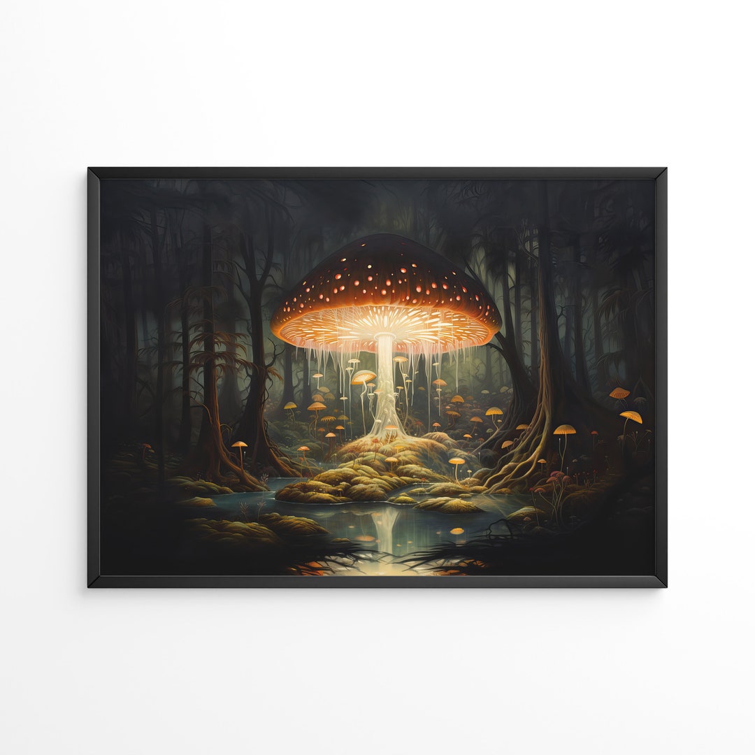 Cottagecore Mushroom Art Print | Botanical Print | Moody Victorian Art ...