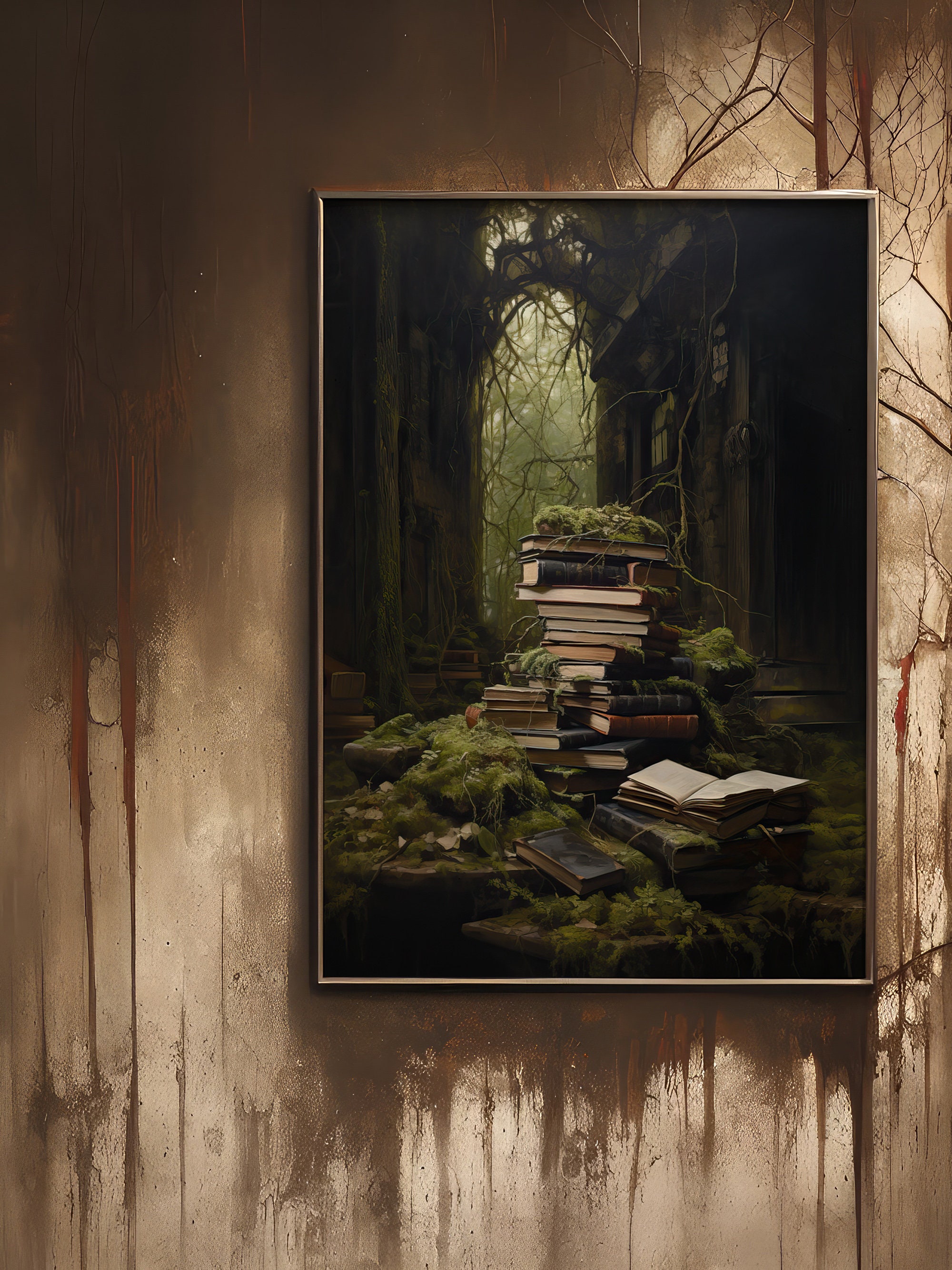 Stack of Books Oil Painting Victorian Gothic Creepy Goth - Etsy