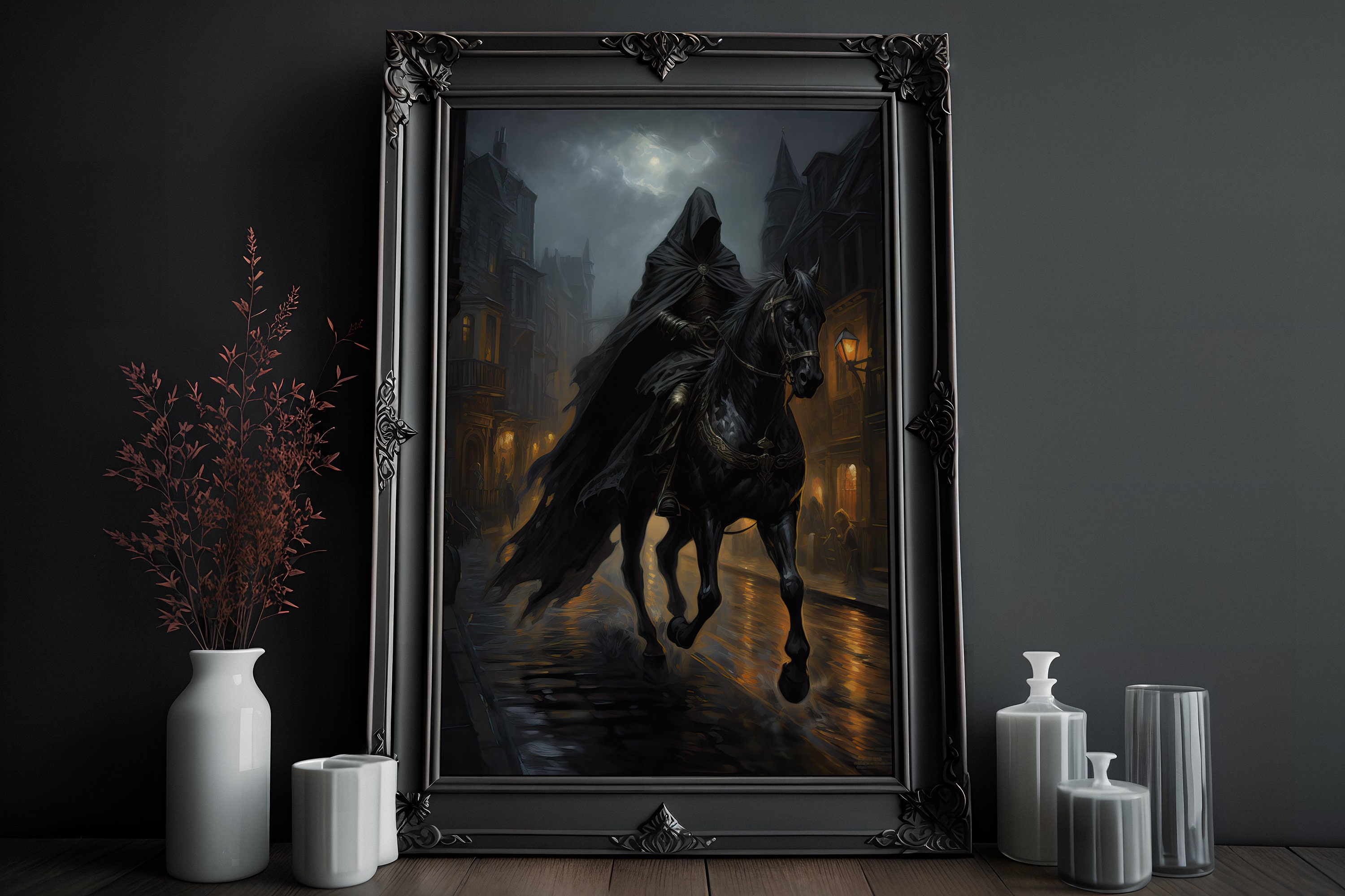 Dark Horseman Painting Victorian Gothic Horror Art Creepy Goth Wall Art ...