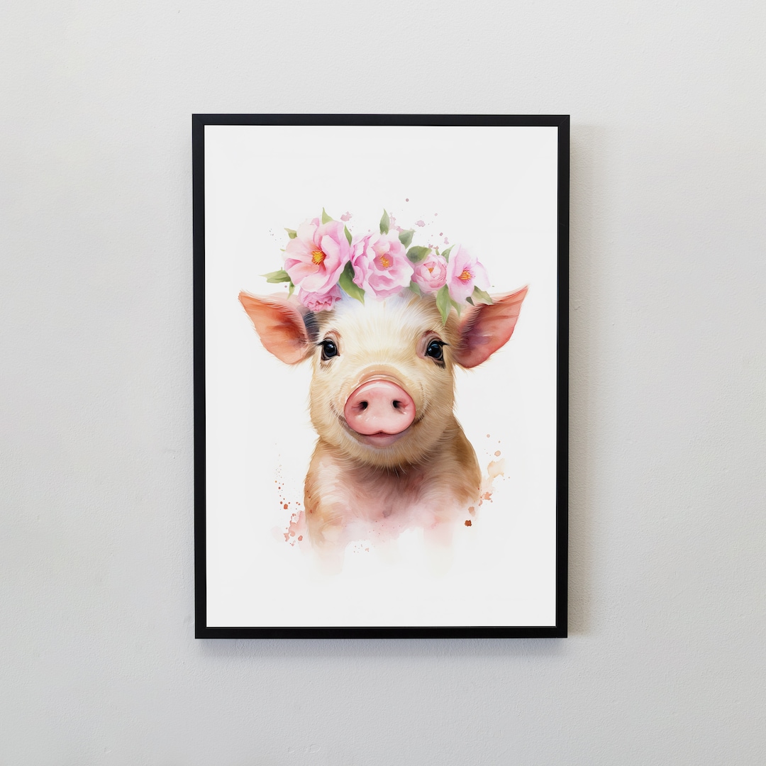 Cute Pig Print Cute Pig Printable Pig Watercolor Painting - Etsy