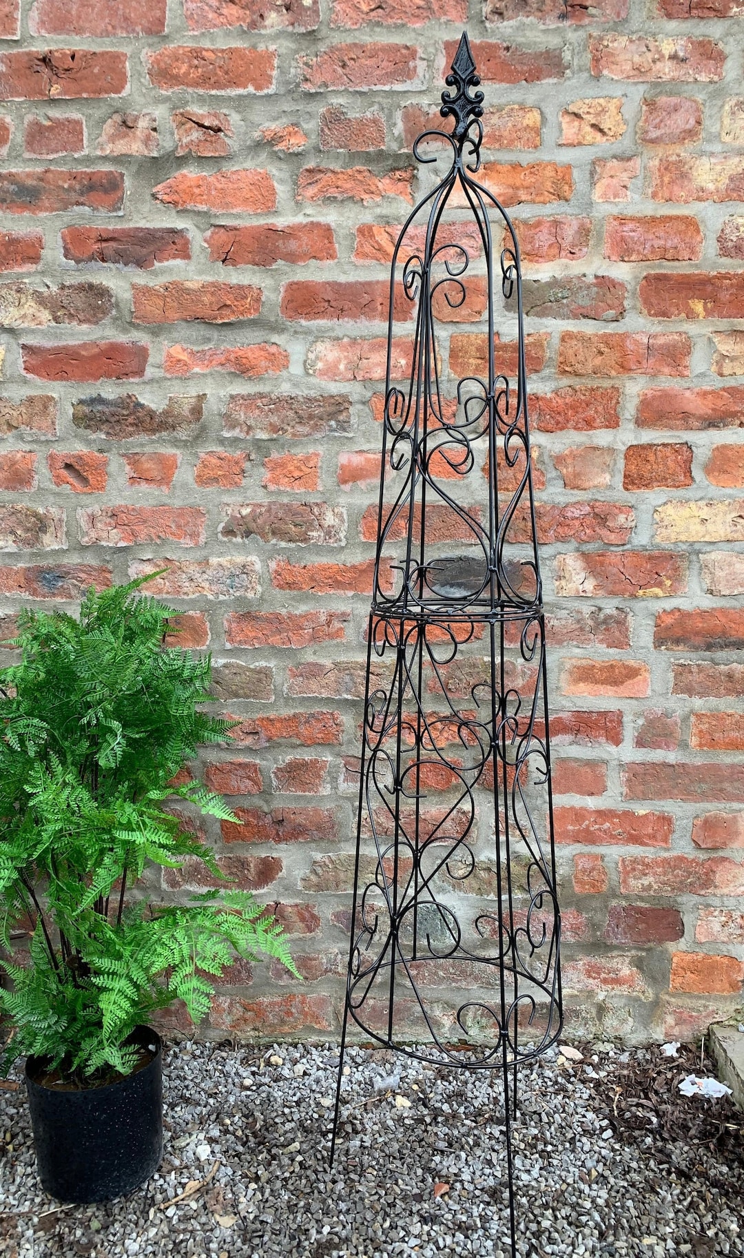 Metal Garden Obelisk Climbing Plant Support Pyramid Frame Vintage Style ...