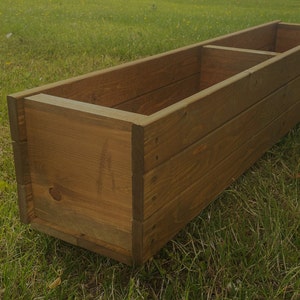 Large Wooden Rectangular Flower Planter Pots Boxes Plant Shrub Veg ...