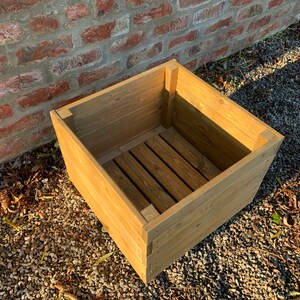 Large Square Wooden Planter Box Container Tub Flower Plant Pot ...