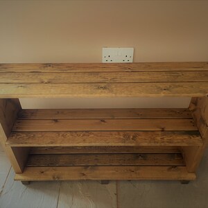 Wooden Boot and Shoe Rack Storage Unit Chunky Rustic Shelves Heavy Duty ...