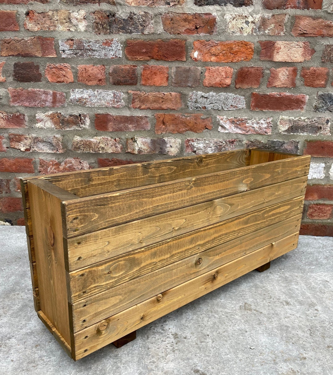 Handmade High Wooden Planter Herb Box Patio Tall Trough Plant Flower ...