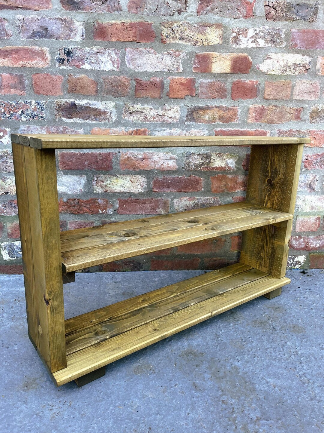 Wooden Boot and Shoe Rack Storage Unit Chunky Rustic Shelves Heavy Duty ...