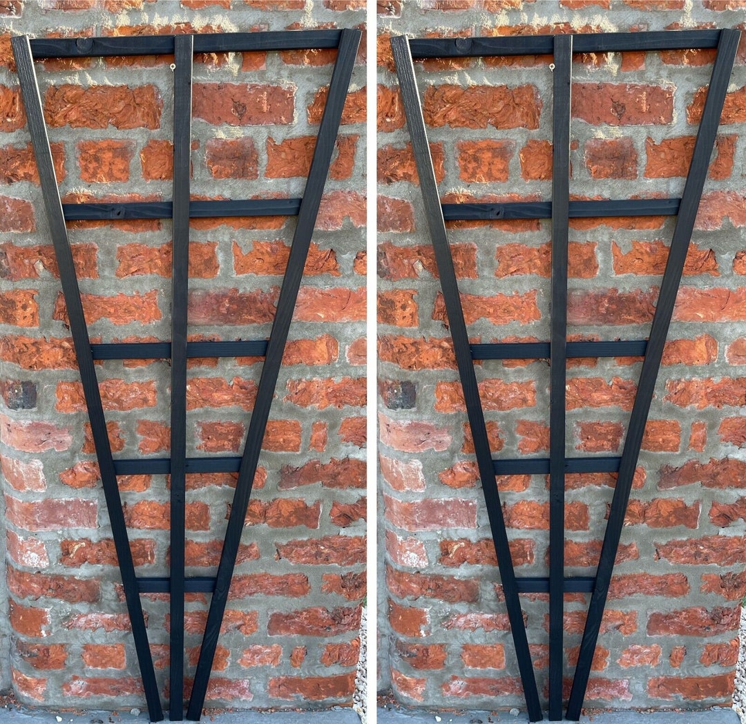 Wooden Garden Black Trellis Climbing Plant Wall Fan Support Wood Large ...