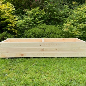 Handmade Extra Wide Large Wooden Planter Pot Rectangular Trough Natural ...