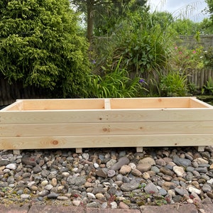 Handmade Extra Wide Large Wooden Planter Pot Rectangular Trough Natural ...