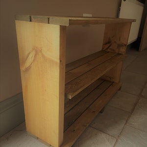 Wooden Boot and Shoe Rack Storage Unit Chunky Rustic Shelves Heavy Duty ...