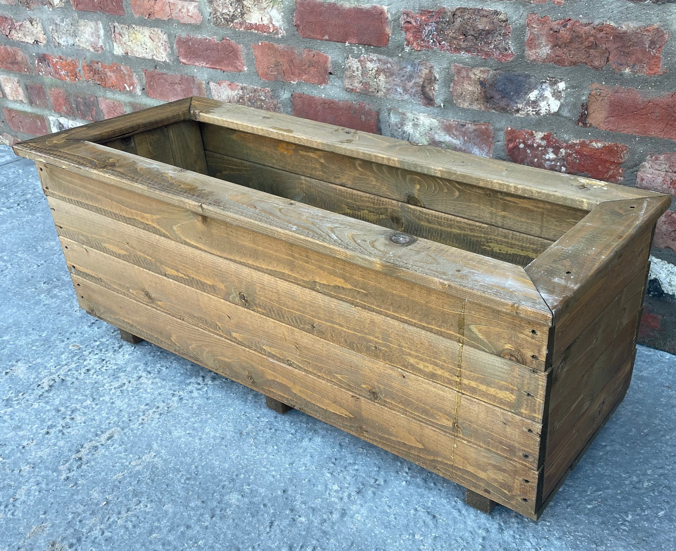 Wooden Garden Vegetable Tub Planter Trough Planter Rustic Pot Bed Box ...