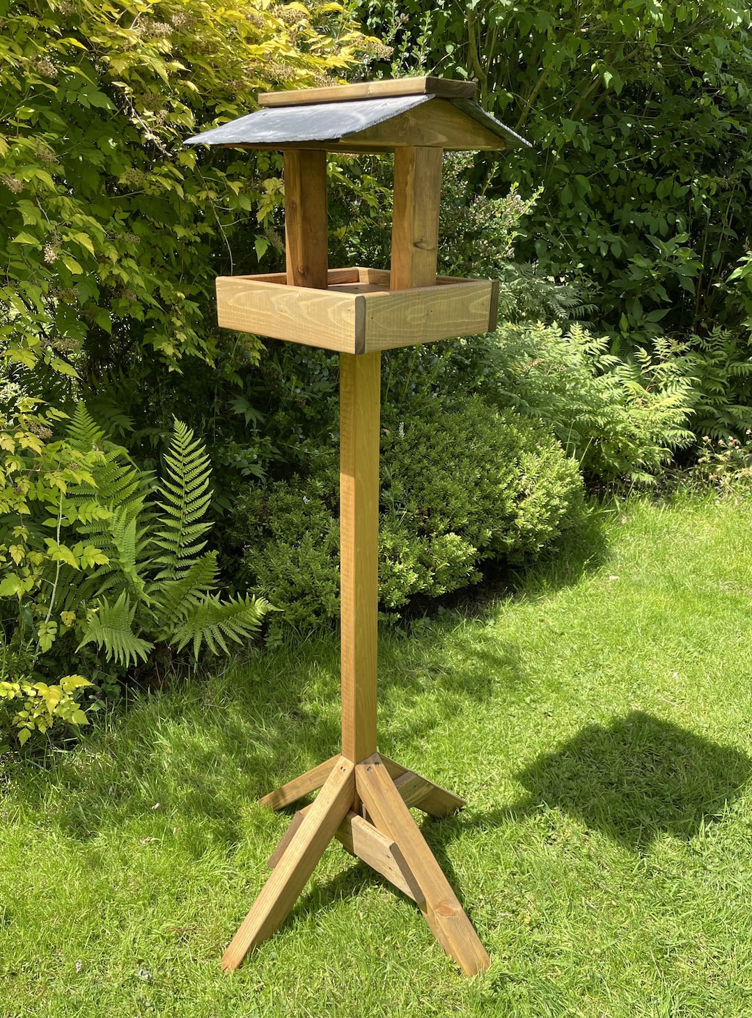 Wooden Bird Table Slate Roof Wild Garden Birds Feeding Station Feeder Table READY MADE - Etsy UK