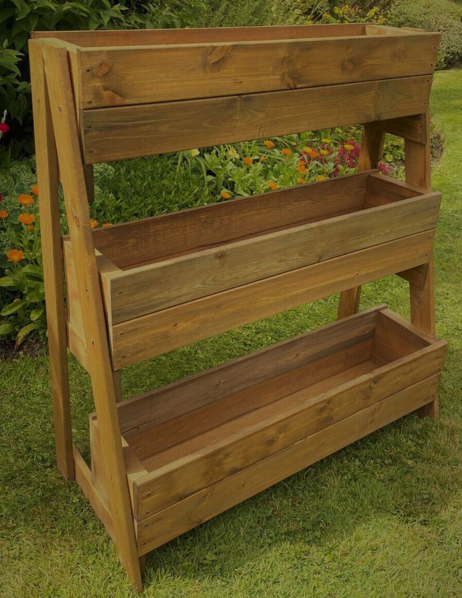 Wooden Raised 3 Tiered Planters Free Standing Ladder Herb - Etsy