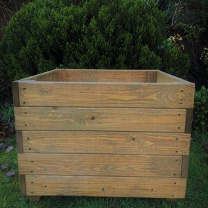Large Square Wooden Planter Box Container Tub Flower Plant Pot ...