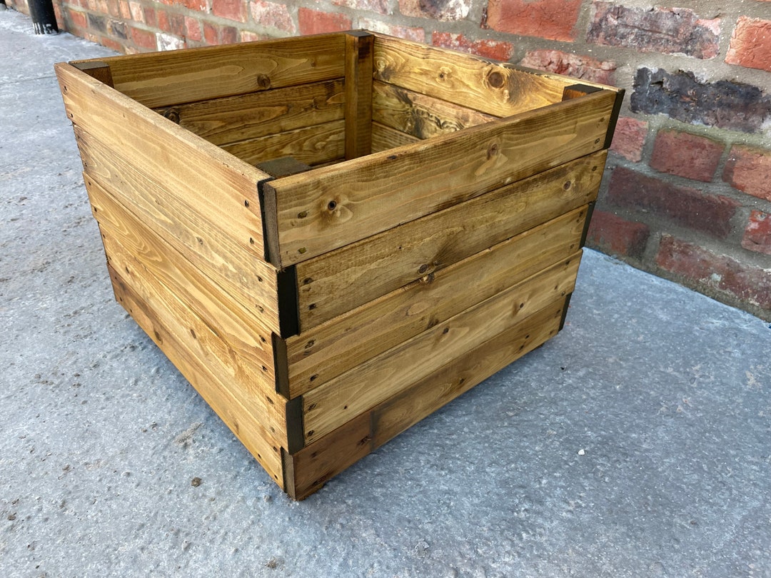 Large Square Wooden Planter Box Container Tub Flower Plant Pot ...