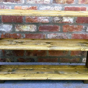 Wooden Boot and Shoe Rack Storage Unit Chunky Rustic Shelves Heavy Duty ...