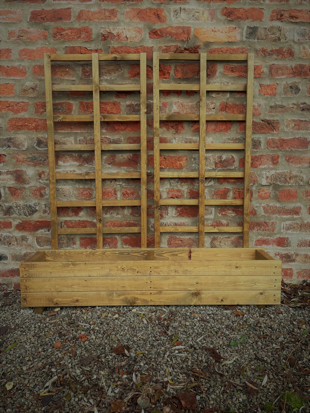 Extra Large Wooden Planter Box With Wall Trellis Garden Trough Flower ...