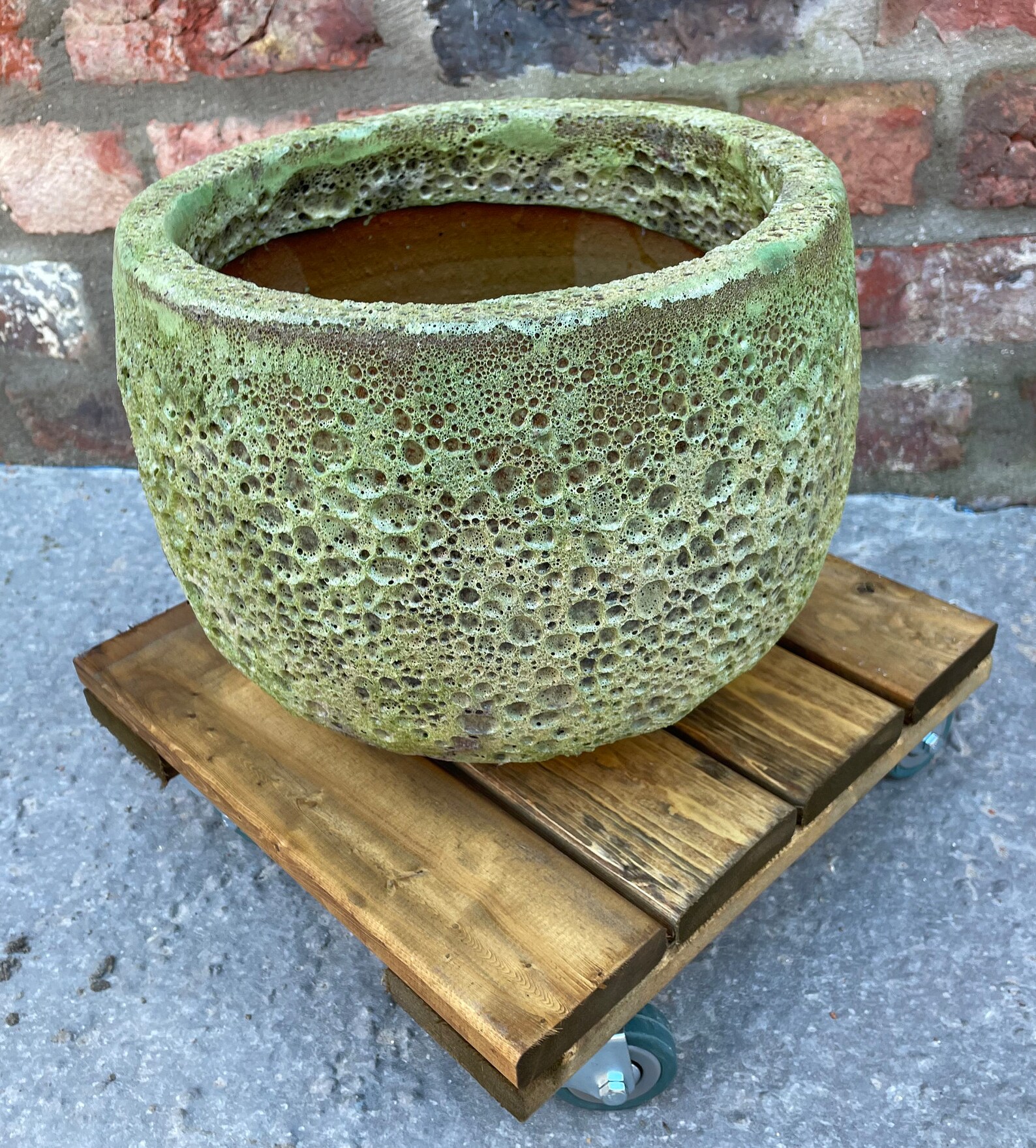 Plant Pot Caddy Wooden Mover Trolley Wheels Garden Planter Stand ...