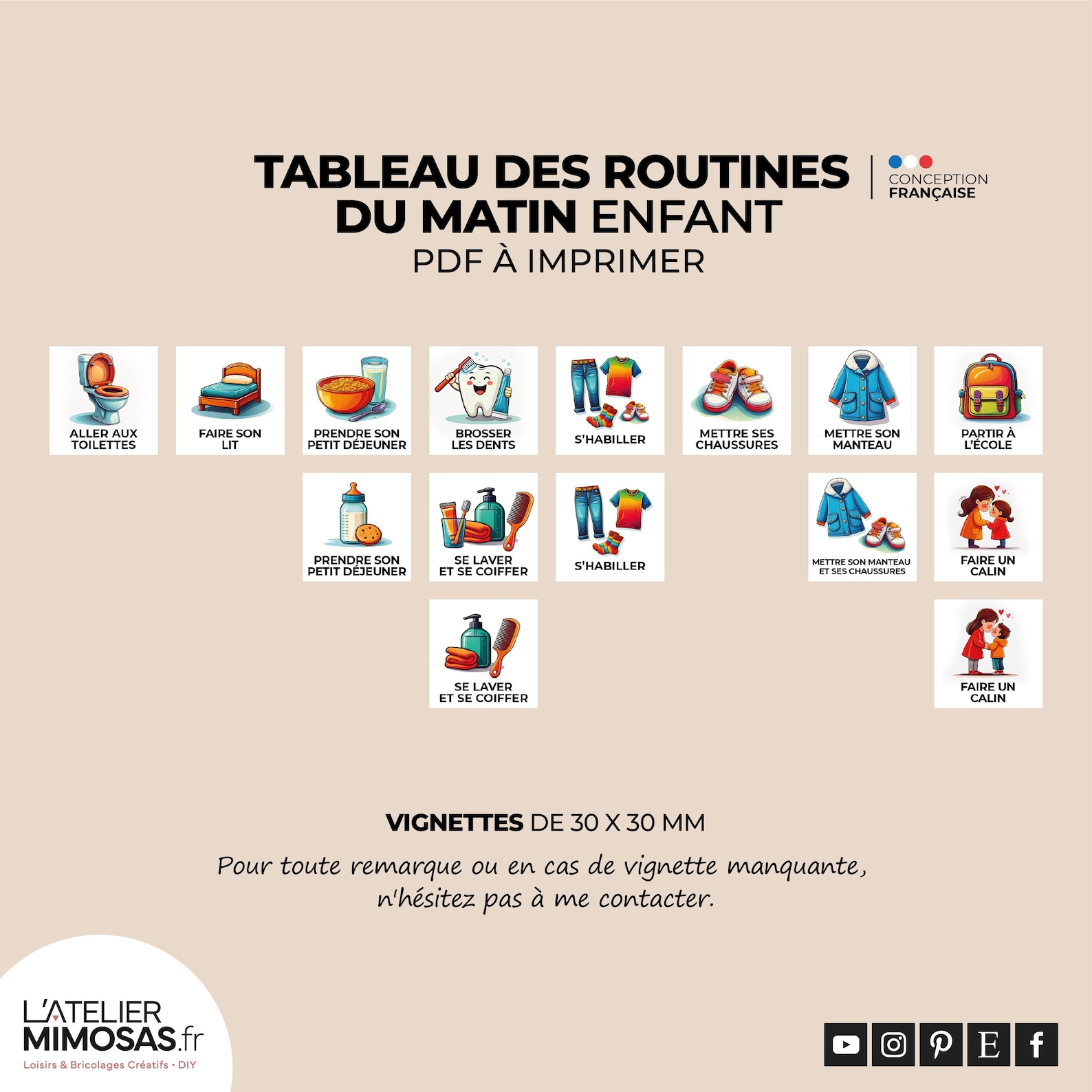 Routine du matin à Imprimer pour les Enfants en Français - Tableau ...