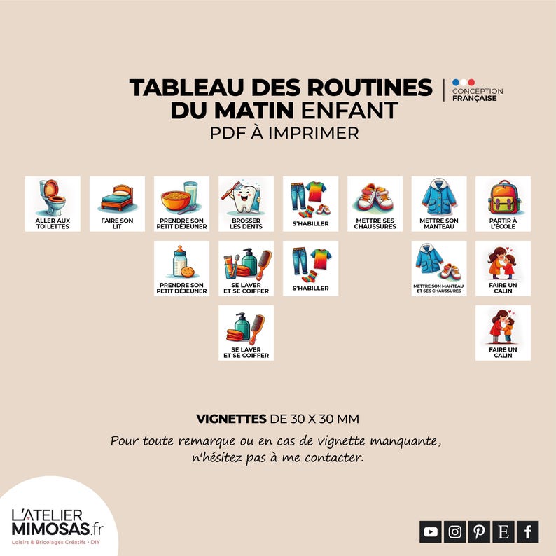 Routine du matin à Imprimer pour les Enfants en Français - Tableau ...
