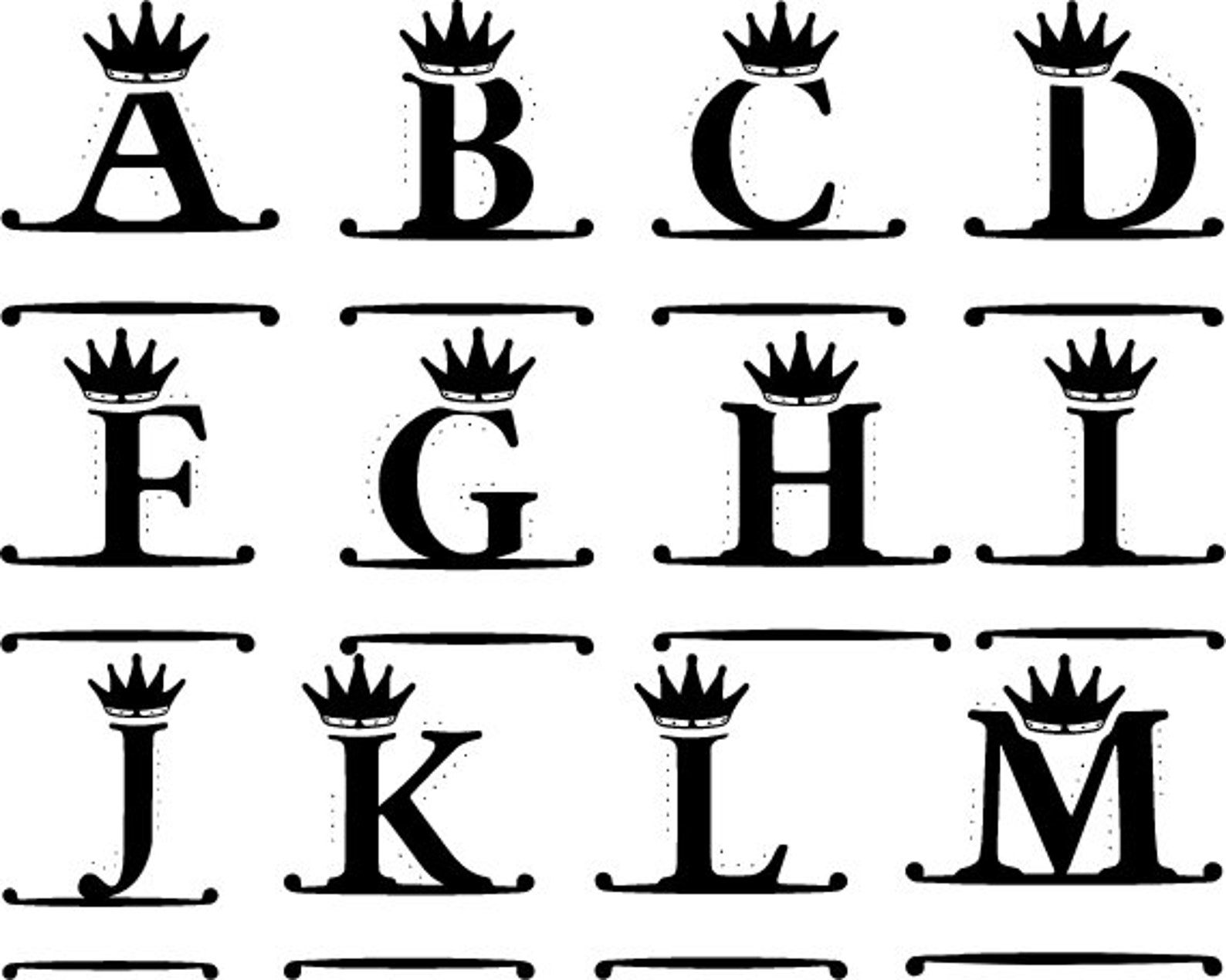 Royal Letter A-Z With Crown Name Monogram Alphabet Set Png, Jpg, Svg ...
