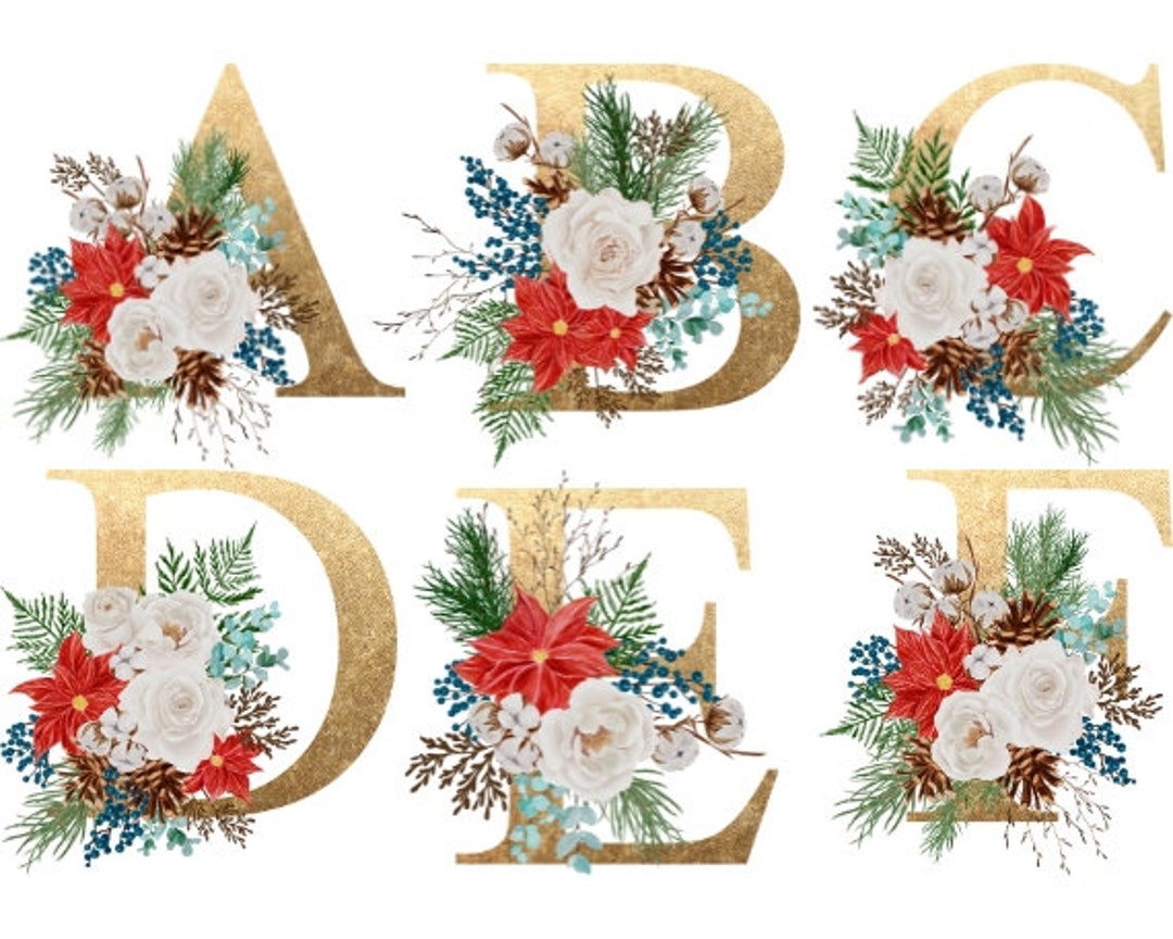 Floral Gold Alphabet Set Png, Jpg, Alphabet Clipart, Alphabet, for ...