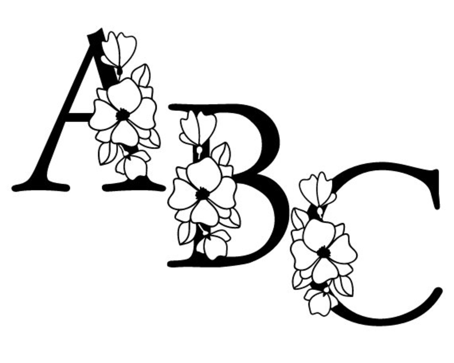 Letter A to Z With Flowers Png, Jpg, Digital, Clipart Bundle, Flower ...