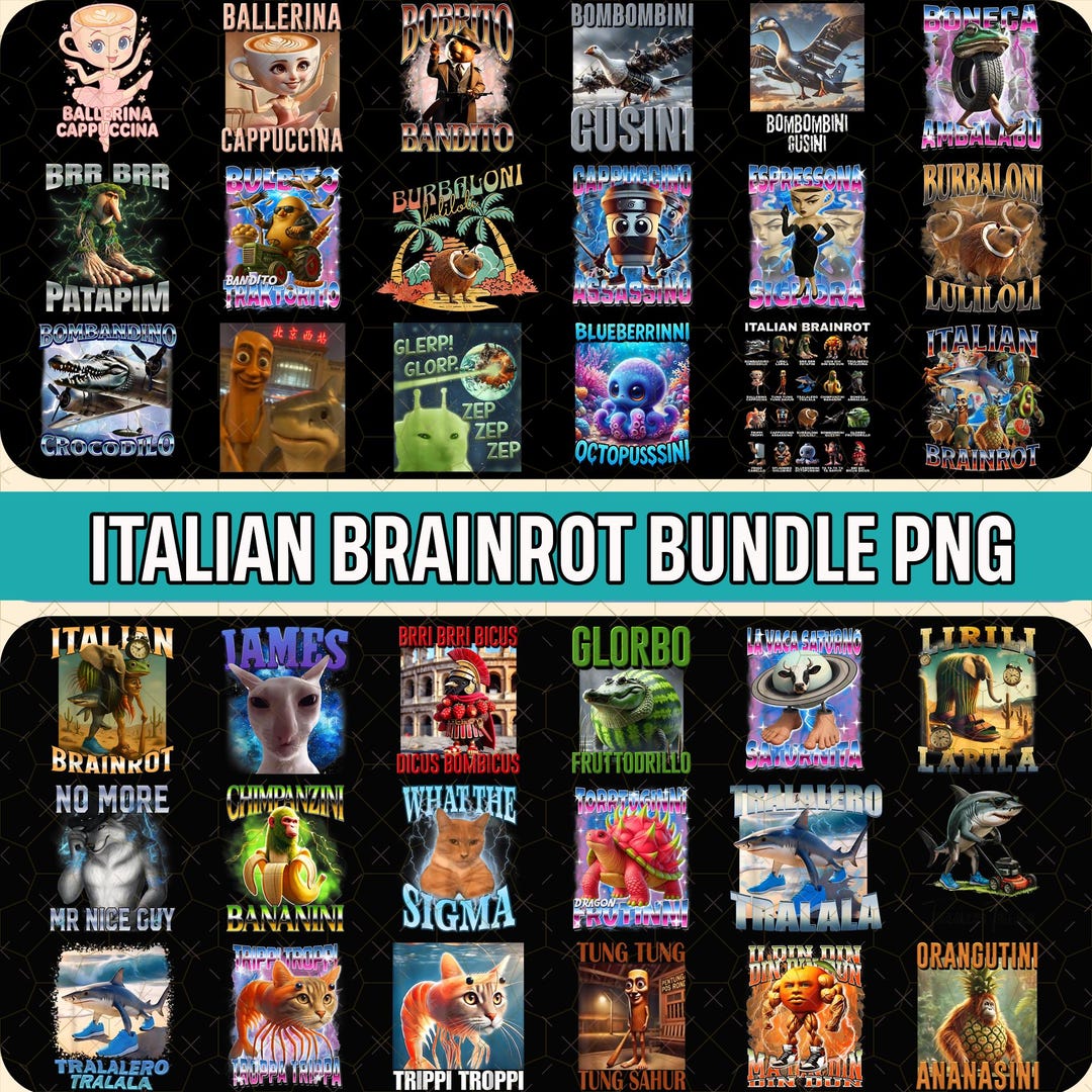 Italian Brainrot Back to School Png Bundle, Italian Brainrot Shirt ...