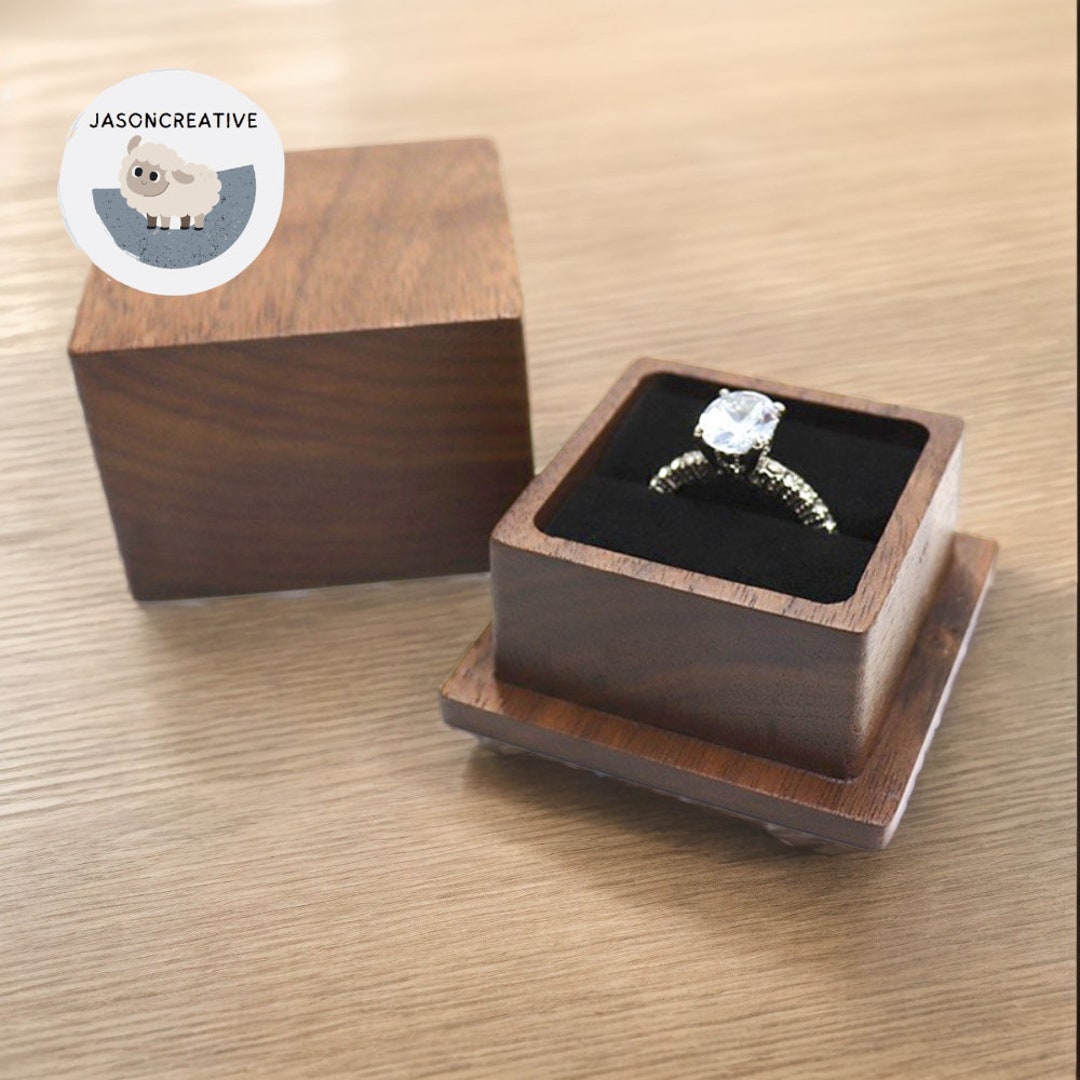 Engraved Wooden Ring Box Proposal Engagement Ring Box With - Etsy