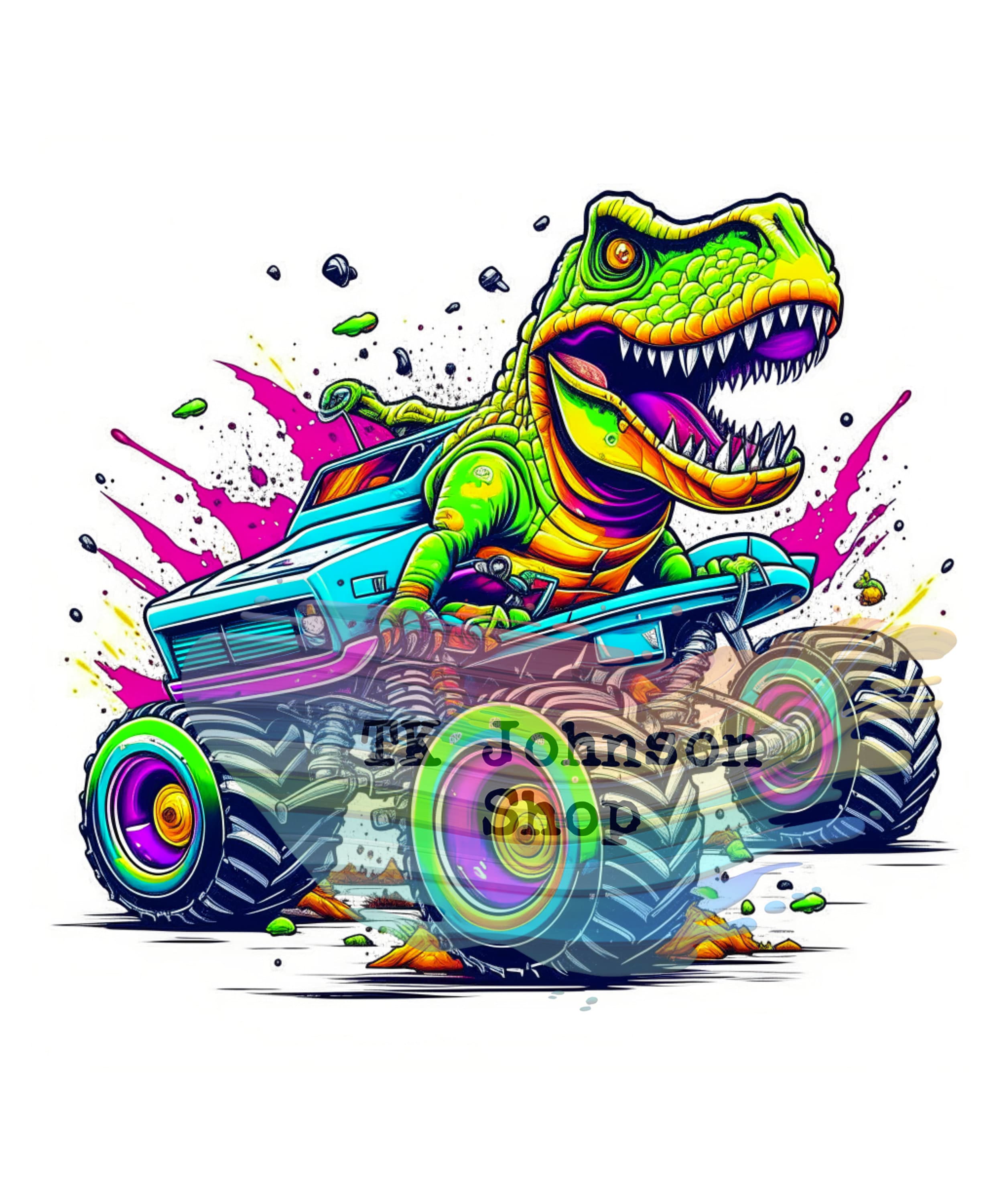 Monster Truck and Dinosaur PNG, Monster Truck Sublimation, T-rex ...