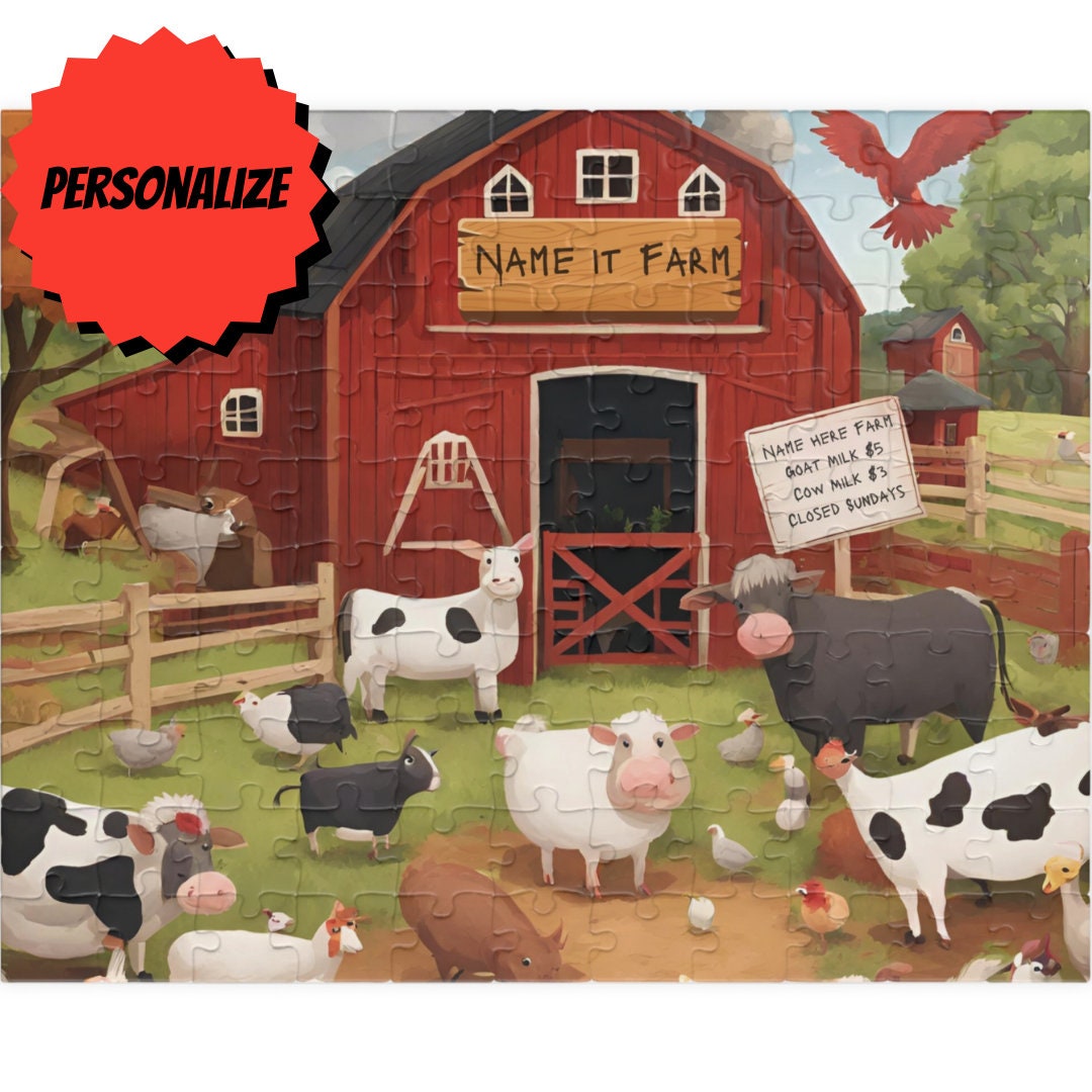 Personalized Farm Animals Puzzle, Birthday Party Favor, Custom Puzzle ...
