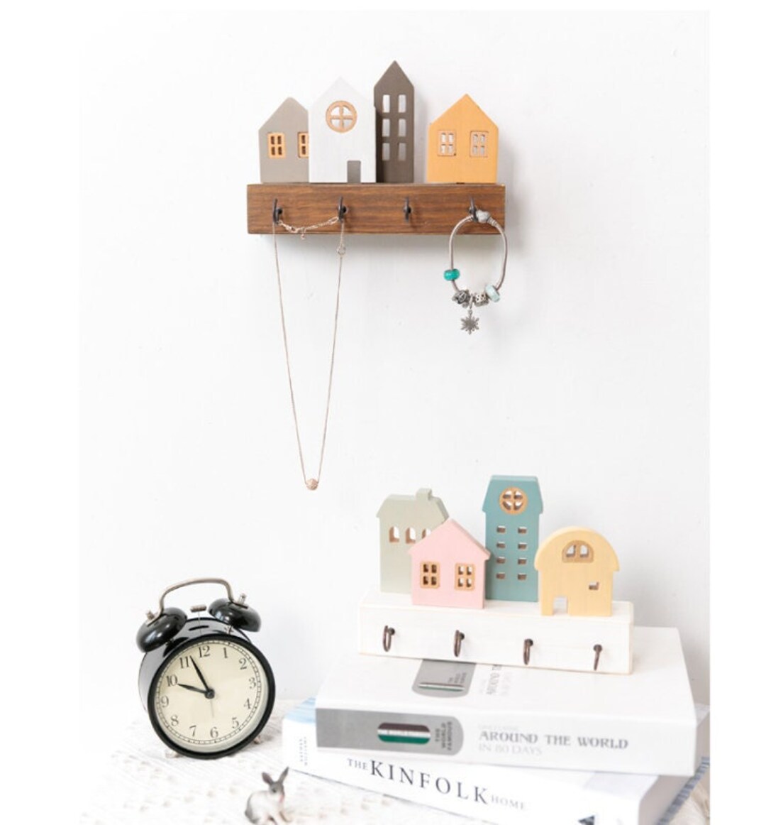 Bohemian Handcrafted Wood Key Storage, Key Holder, Wall Hanging Rack ...