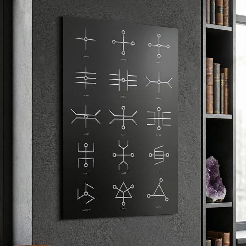 Bashar Sacred Circuits Poster | 15 Glyphs Spiritual Vertical Art Print ...