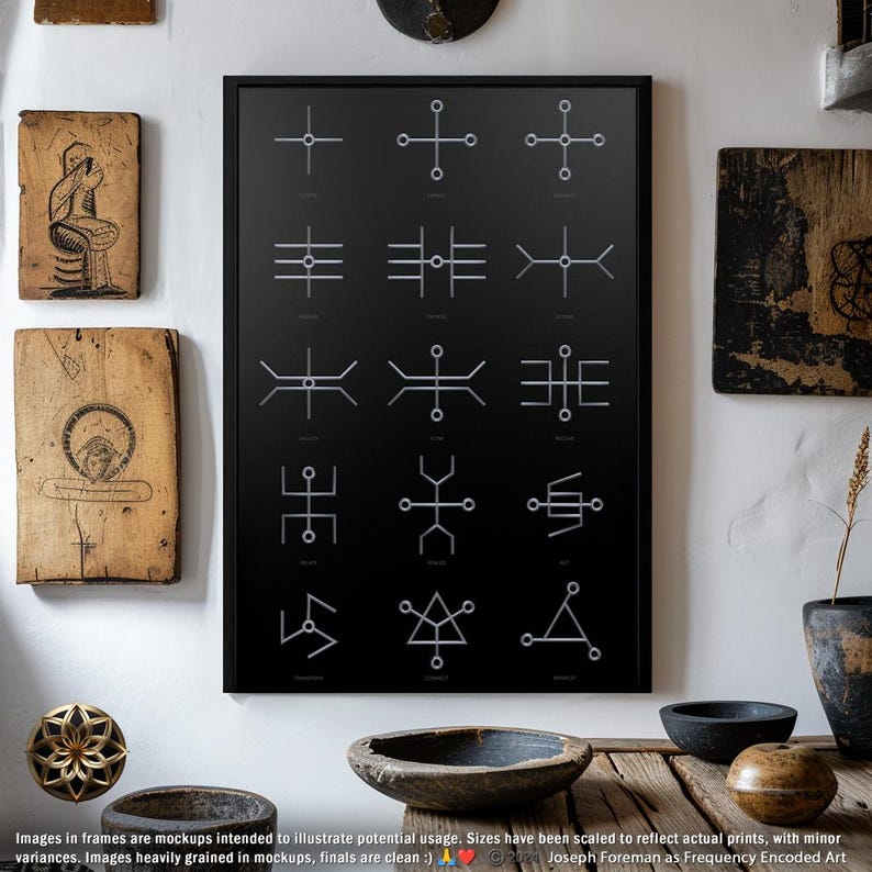 Bashar Sacred Circuits Poster | 15 Glyphs Spiritual Vertical Art Print ...