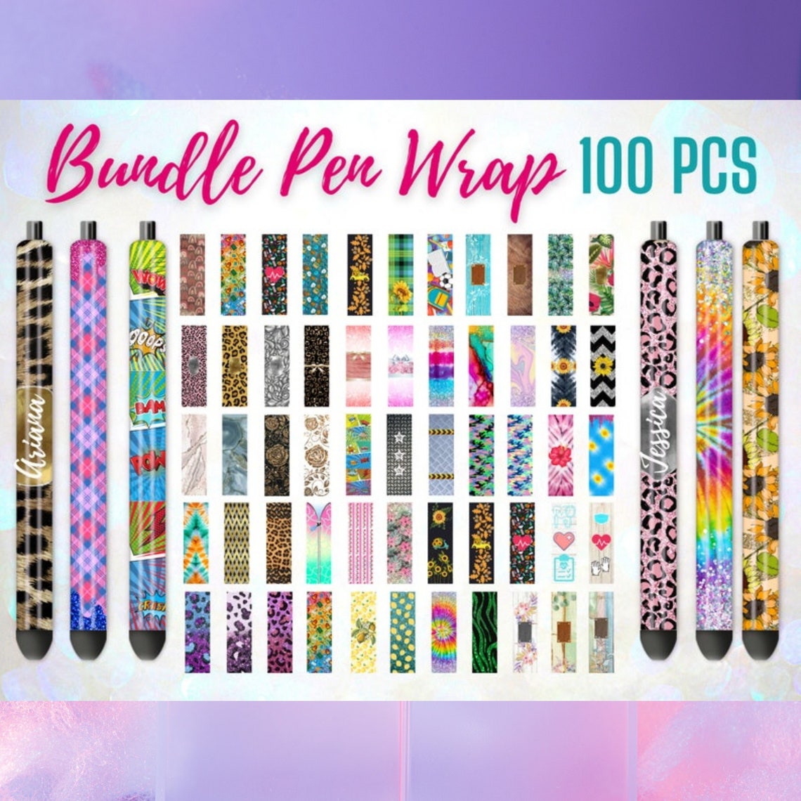 Pen Wrap Bundle 2 Custom Pens PNG Full Wrap Epoxy Pens Sublimation ...