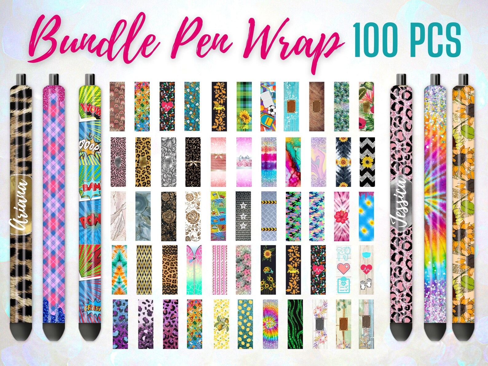 Pen Wrap Bundle #2 Custom Pens PNG Full Wrap Epoxy Pens Sublimation ...