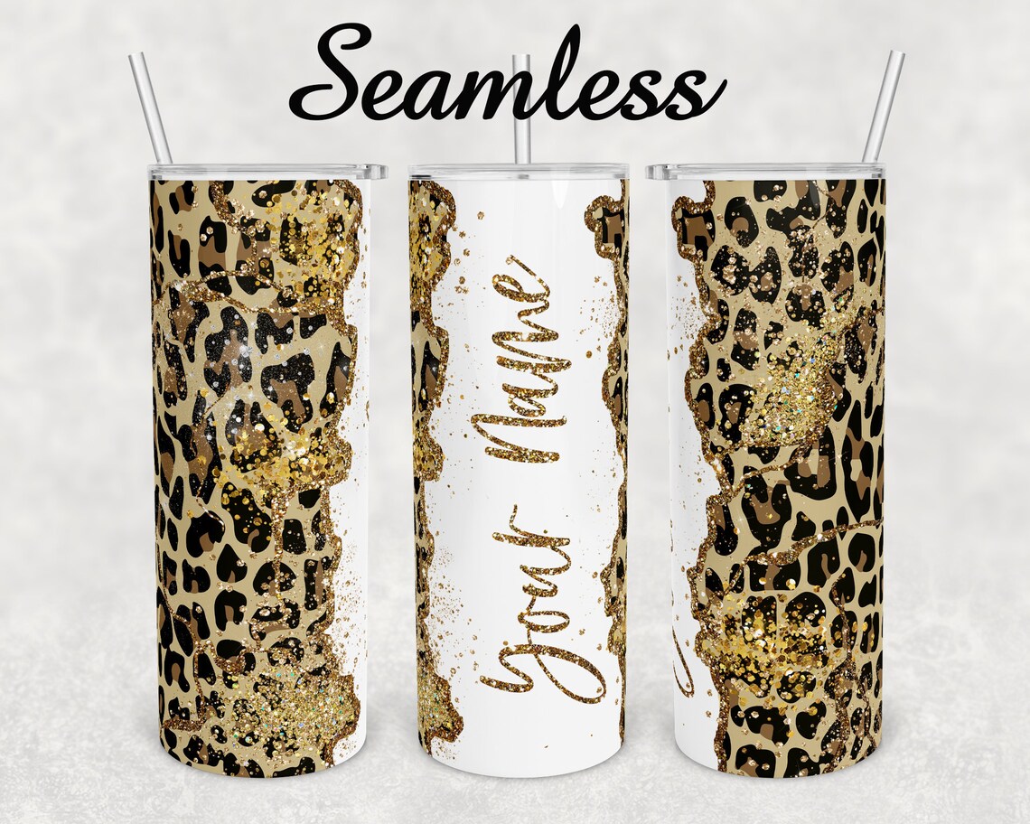 Seamless Tumbler Custom Name Gold Marble Cheetah Leopard Print - Etsy