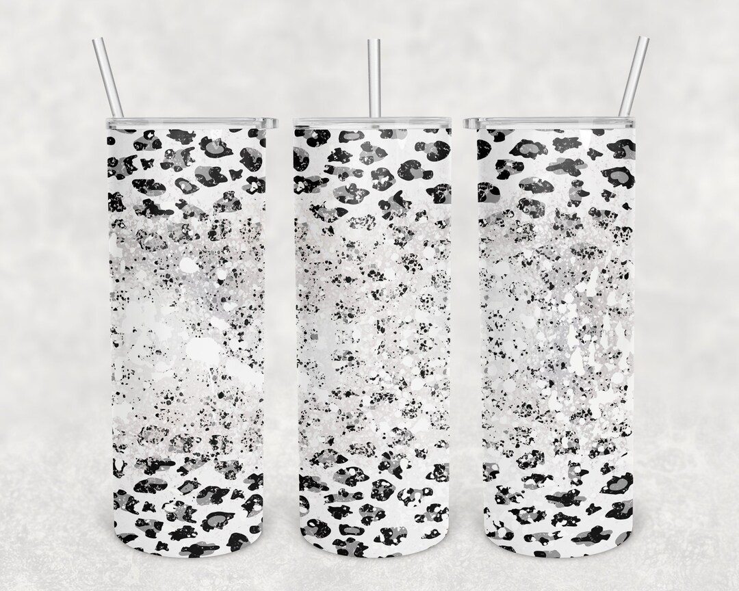 White Black Leopard Print Bleach Spot Sublimation Tumbler Designs 20oz ...