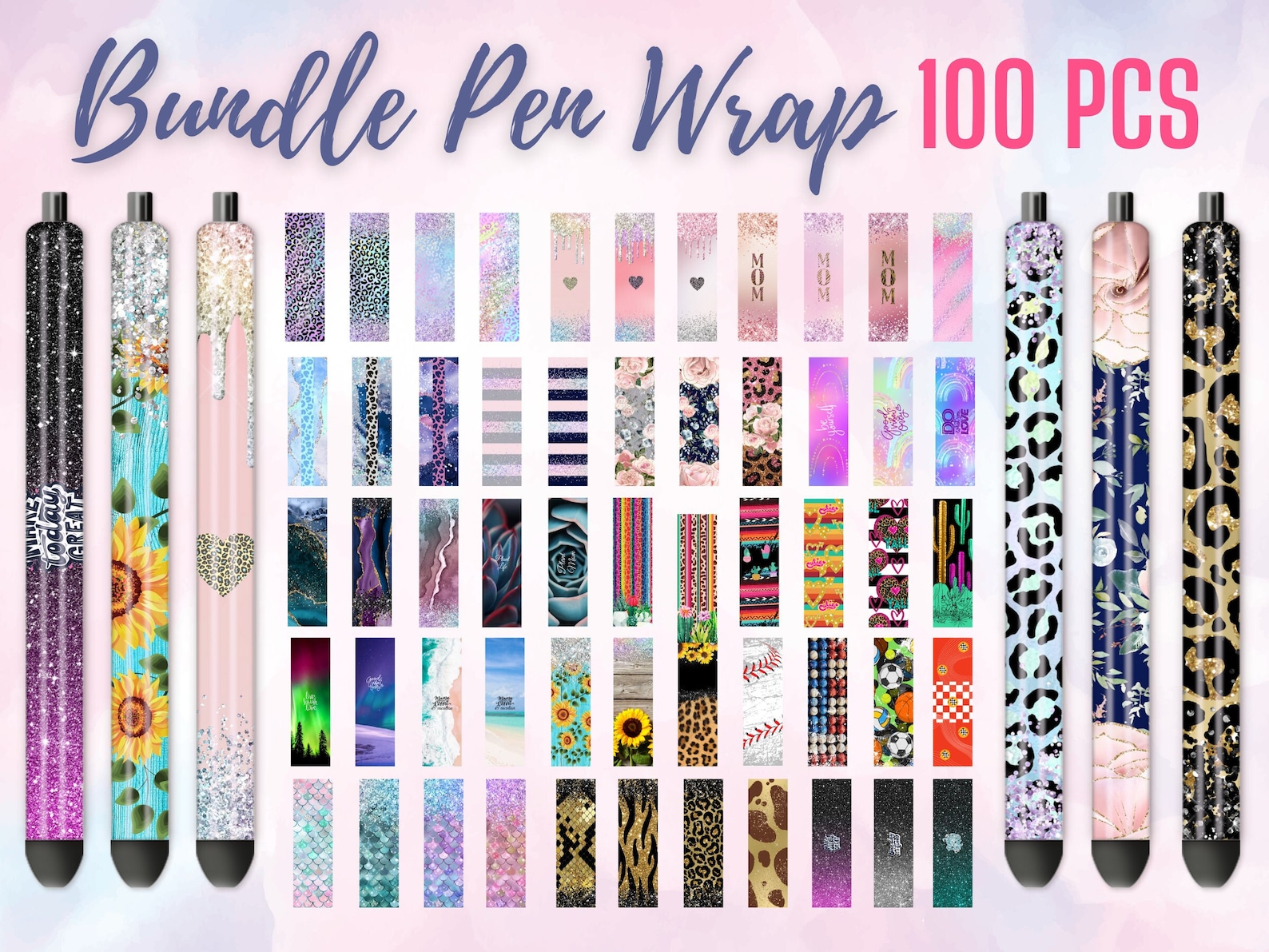 Pen Wrap Bundle #1 Custom Pens PNG Full Wrap Epoxy Pens Sublimation ...