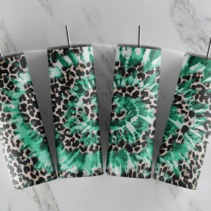 Beige Leopard Emerald Green Neon Tie Dye Sublimation Tumbler Designs ...