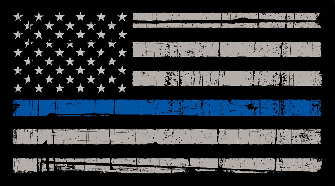 Thin Blue Line Distressed American Flag Vinyl Decal (choose Size) - Etsy