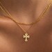 14K Gold Cross Necklace, Small Cross Necklace | Tiny Cross Necklace ...