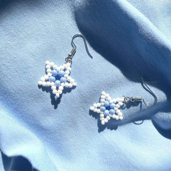 Beaded Star Earrings Beads Jewelry Etsy