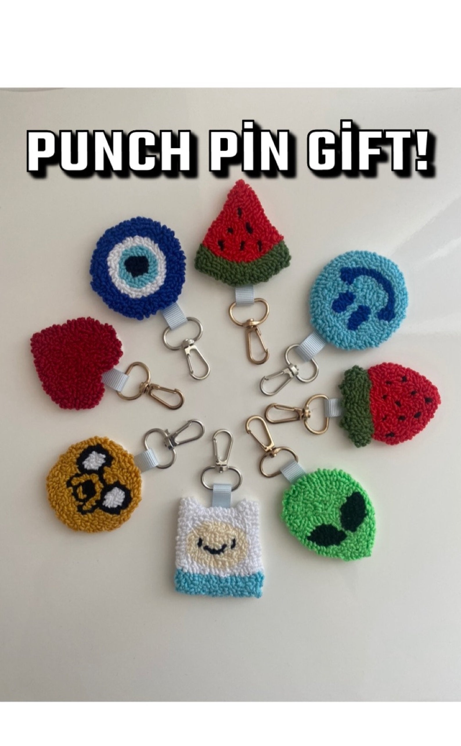Keychain Charm, Tufted Charm, Punch Keychain, Punch Needle Keychain ...